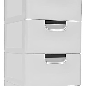 GMSLuu Plastic Drawers Dresser, Storage Cabinet with 5 Drawers, Closet Drawers Tall Dresser Organizer with 4 Wheels for Clothes,Playroom,Bedroom,Kitchen Storage Furnitur (16" Wx12 Dx33 H, White)
