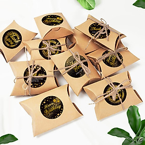 80 Black Gold Birthday Thank You Stickers, Big Milestone Bday Party Favor Labels, Birthday Stickers for All Ages