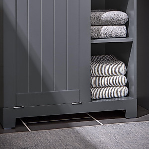SoBuy Bathroom Laundry Cabinet with Tilt-Out Laundry Hamper and 3 Shelves, Bathroom Storage Cabinet, Gray BZR105-DG