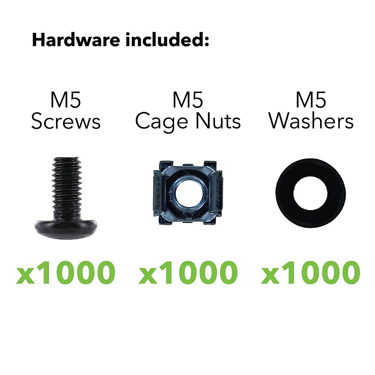 NavePoint M5 Cage Nuts and Screws for Server Shelves Cabinets - 100 Pk Rack Mount