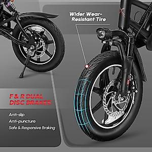 PEXMOR Electric Bike for Adults, 350W Motor (Peak 500W) Folding Ebike | Full Suspension | 36V 6AH Battery, 14" Foldable Commuter City Electric Bicycle for Adults/Teens, Complies to UL2849