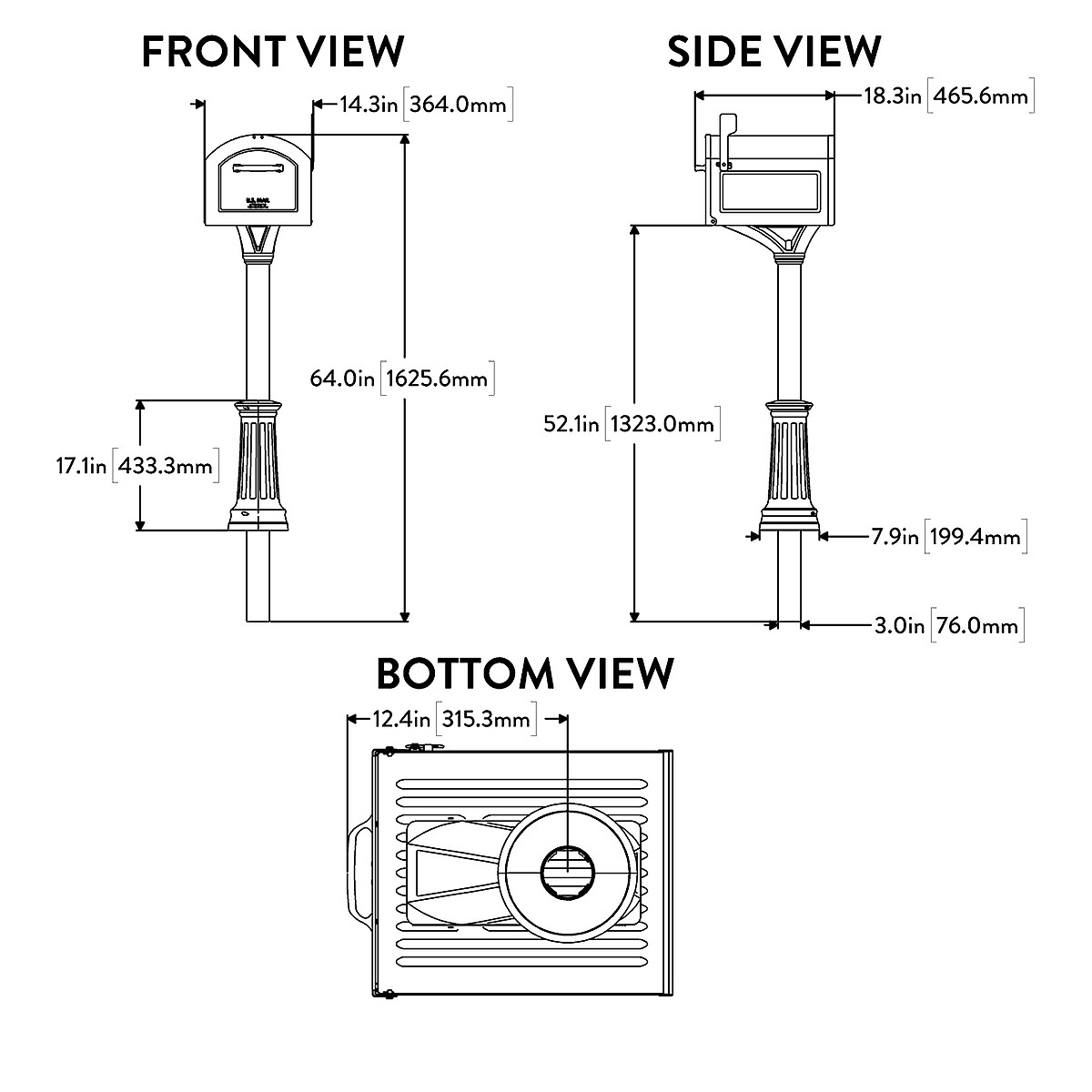 Architectural Mailboxes 950080B-10 Centennial Decorative Steel Mailbox and Post Kit, Extra Large, Black