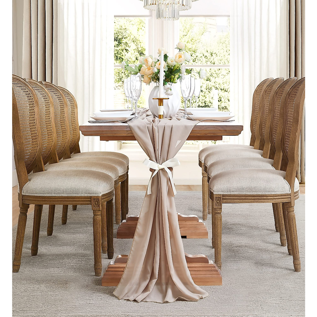 WARM HOME DESIGNS 35 x 288 Inch Nude Brown Chiffon Fabric. Use Luxurious Chiffon Material as Chiffon Table Runner, Wedding Arch Decorations, Window Scarf, Party Backdrop. CF Nude 288"