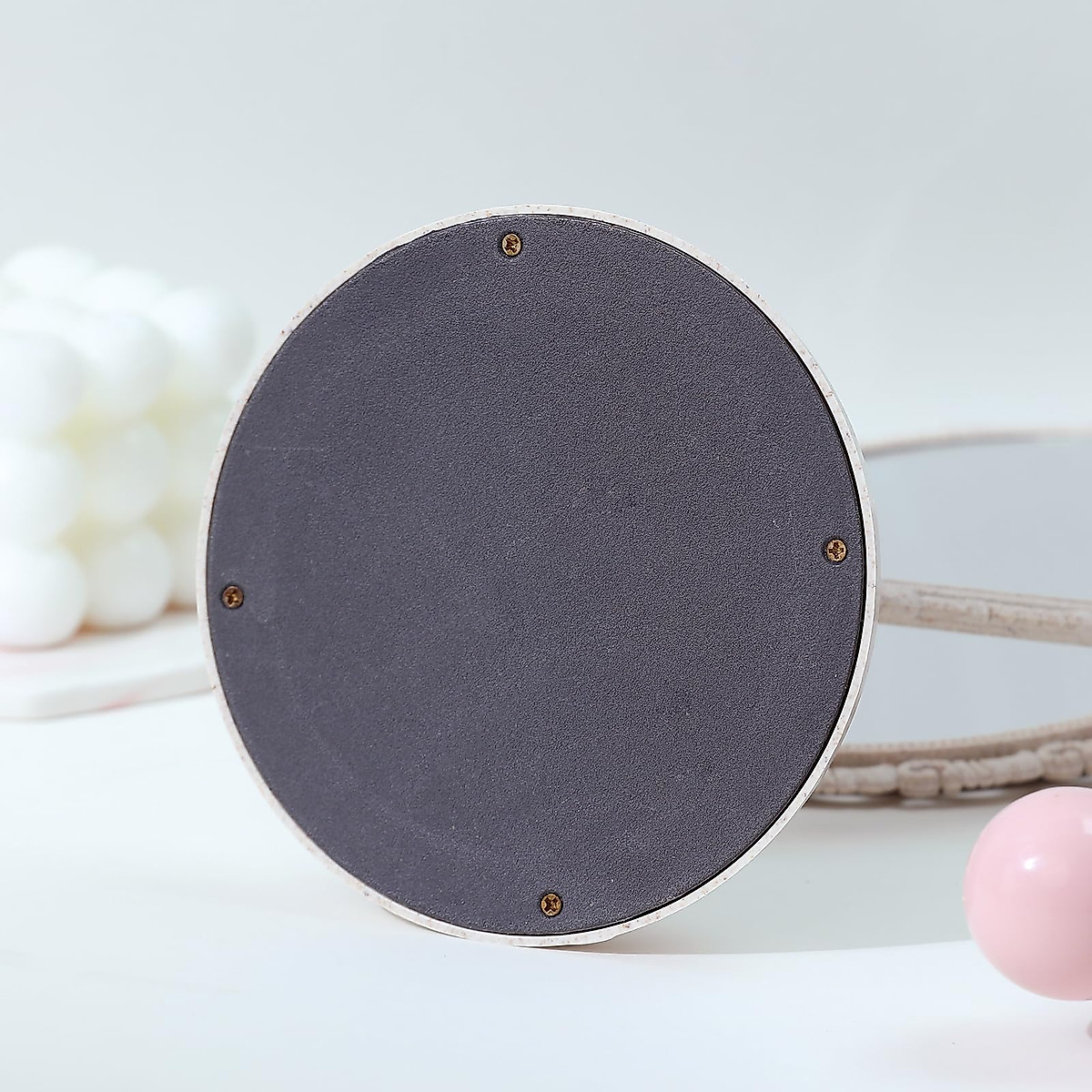 D&XQAUO Heart Shaped Mirror - Coquette Room Decor for Desk, Vanity & Bathroom - Cute Table Mirror with Stand (Beige)