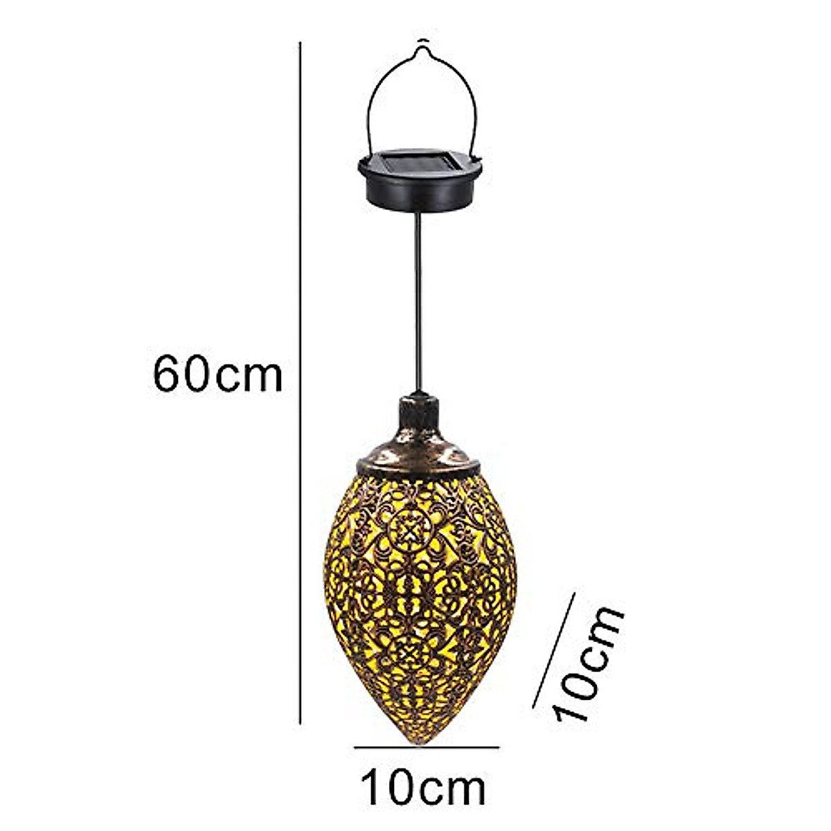 2 Pcs Hanging Solar Lights Solar-Powered Lantern LED Garden Lights Metal Lamp Waterproof for Outdoor Hanging Decor