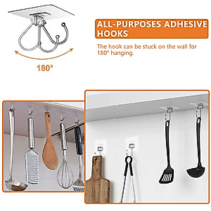 Furnibear Adhesive Hooks for Hanging 33lbs Heavy Duty Towel Coat Hooks Waterproof Self Adhesive Wall Hooks for Bathroom Shower Kitchen Door Home Improvement Utility Hook