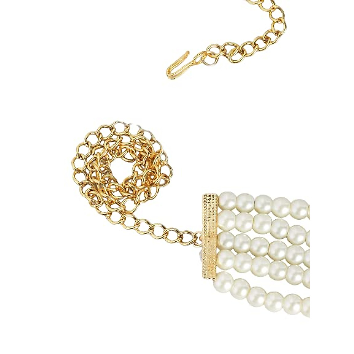 I Jewels Gold Plated Indian Wedding Bollywood Kundan & Pearl Studded Adjustable Kamarband/Belly Chain For Women/(B036G)