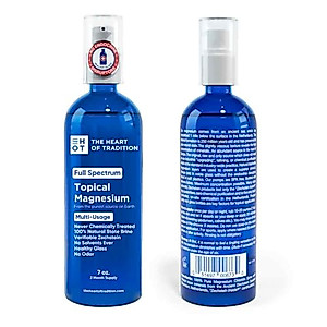 Full Spectrum Transdermal Magnesium Oil - Magnesium Spray in Healthy Glass Certified Zechstein Magnesium Chloride and Trace Minerals (7 fl oz)