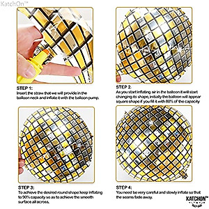 Big, Disco Balloons for Disco Party Decorations - 22 Inch, Pack of 6 | Disco Ball Balloons for Graduation Decorations 2023 | Metallic 4D Disco Mylar Balloons, Last Disco Bachelorette Party Decorations