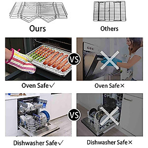 TeamFar Cooling Rack, 3 Tier 15’’ × 10’’ Oven/Dishwasher Safe Stainless Steel Baking Roasting Rack for Cookies Cake Pies Bread, Collapsible & Foldable, Healthy & Non Toxic