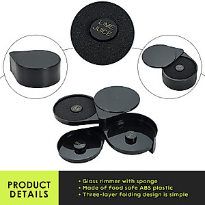 MAOPINER 3-Tier Bar Glass Rimmer Bartender Tool with Sponge, 3-Tray Black Plastic Glass Rimming Sugar Lime Juice Salt Glass Rimmer Tray for Cocktails Margaritas Bloody Marys and Gimlets