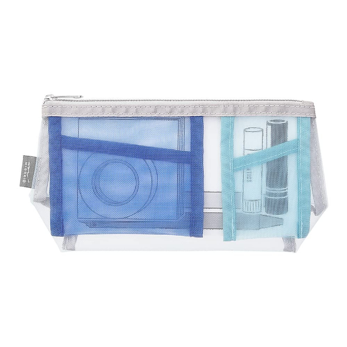DESIGNPHIL 53353006 Mesh Pouch, Pen Case, Tool Pouch, Gusset, Light Blue
