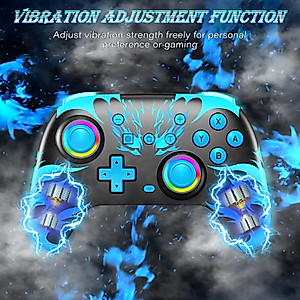 Reddening Controller for Nintendo Switch, Wireless Switch Controllers with LED Joystick/Motion Control/Vibration/Turbo, Switch Pro Controller for Nintendo Switch/Lite/OLED (Blue)