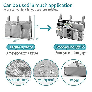 Bseash Bunk Bed Organizer, Bedside Caddy Hanging Bed Organizer Storage Bag 8 Pockets, for College Dorm Rooms Bed, Hospital Bed, Baby Bed Rails, 600D Oxford Cloth (Gray)
