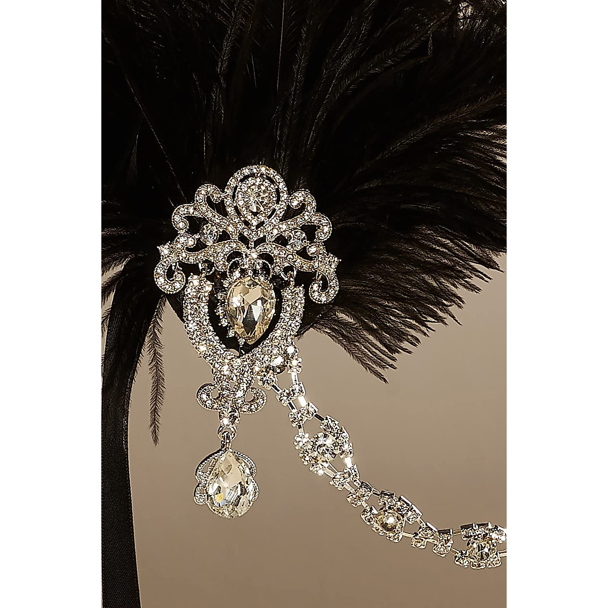 BABEYOND Women's Ostrish Feather Crystal Headband Feather Headband Flapper Headpiece 1920s