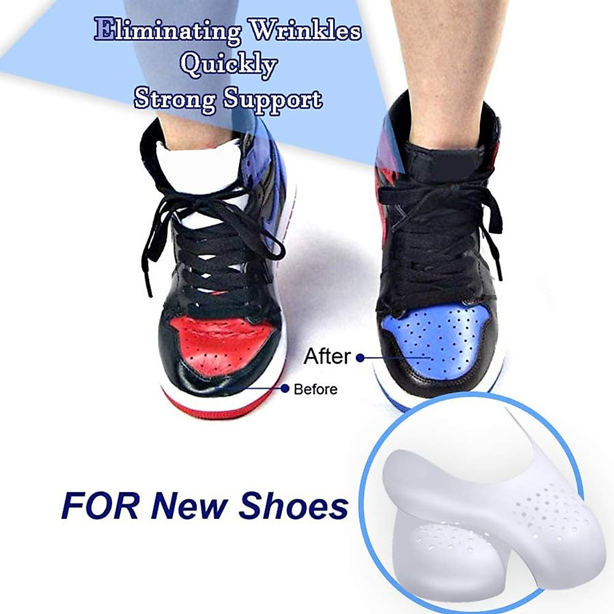 IRRIDF 2 Pair Shoe Protector for Sneakers - Air Force 1, Jordans, Dunks oe Box Decreaser Anti-wrinkle Shoes Creases