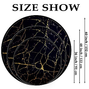 BVOGOS 36 inch Large Round Rugs Black and Gold Marble Ultra Soft Kids Floor Playing Mat for Bedroom Living Room Baby Room, Non-Skid Lightweight Foam Area Rugs Home Decor