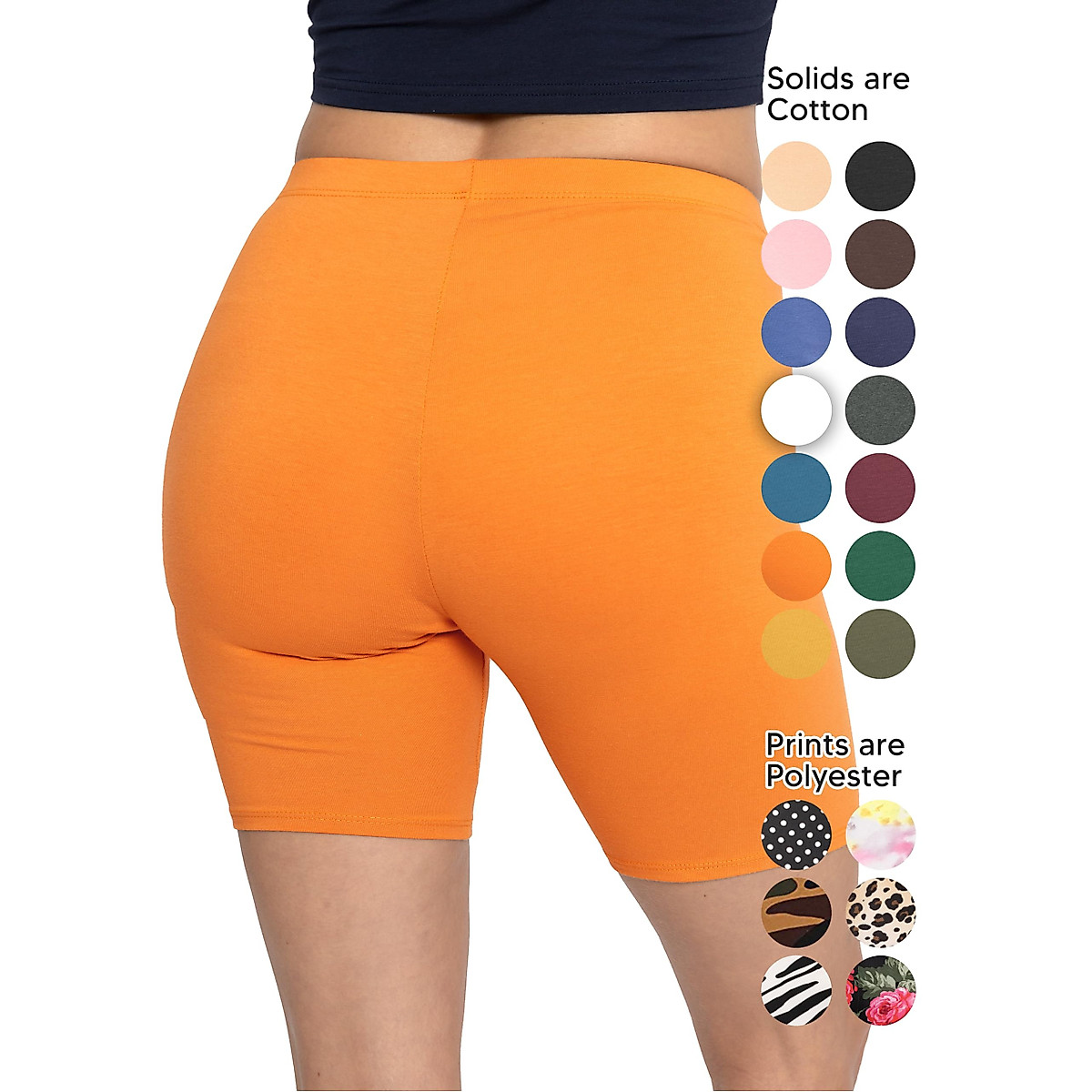 STRETCH IS COMFORT Women's Cotton Biker Shorts Orange Large