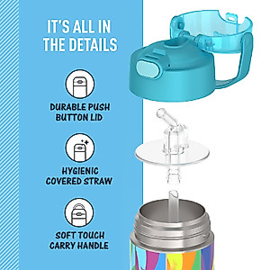 THERMOS FUNTAINER Water Bottle with Straw - 12 Ounce, Trolls 3 - Kids Stainless Steel Vacuum Insulated Water Bottle with Lid