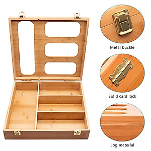 HYCXNLFD Bamboo kitchen storage box, Cabinet Drawer Organizer, Luxury Bamboo Drawer Organizer Storage Box for Kitchen Pantry, or Cabinet, Storage Holder