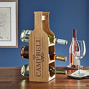 Let's Make Memories Personalized Decorative Wood Wine Bottle Display - Wine Country Decor - for Wine Lovers - Customize with Family Name