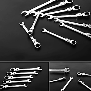 Qnkaa 12pcs Flexible Ratchet Wrenches Set SAE 1/4” to 7/8“ Inch Standard Spanners Gear Ring Ratcheting Combination Flexi Wrench Kit Flex Flexible Head