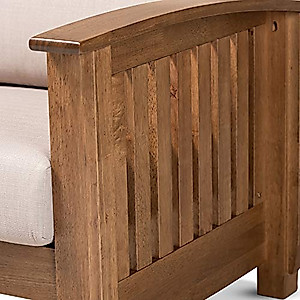 Baxton Studio Loveseats, Taupe/Walnut Brown