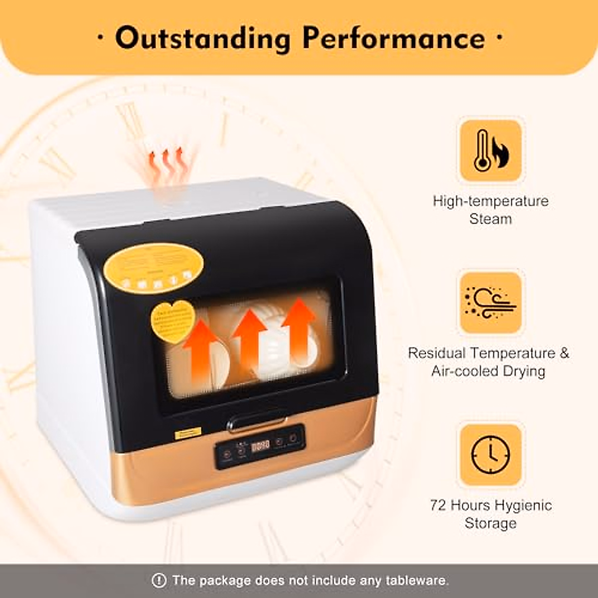 WenDissy Mini Portable Countertop Dishwasher, Compact Dishwasher with 3 Washing Programs, 360° Rotating, Dishwasher Automatic Dish Washing Machine For Dorm, RV, Apartment (Gold)