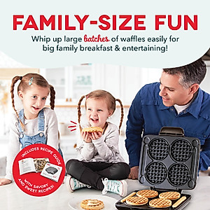 DASH Multi Mini Waffle Maker: Four Mini Waffles, Perfect for Families and Individuals, 4 Inch Dual Non-stick Surfaces with Quick Release & Easy Clean - Graphite
