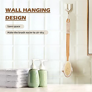 Shower Back Brush, 2 Heads 18.2 inch Bath Brush Long Handle for Shower, Body Bath Brush with Stiff and Soft Bristles, Back Scrubber for Shower for Men and Women