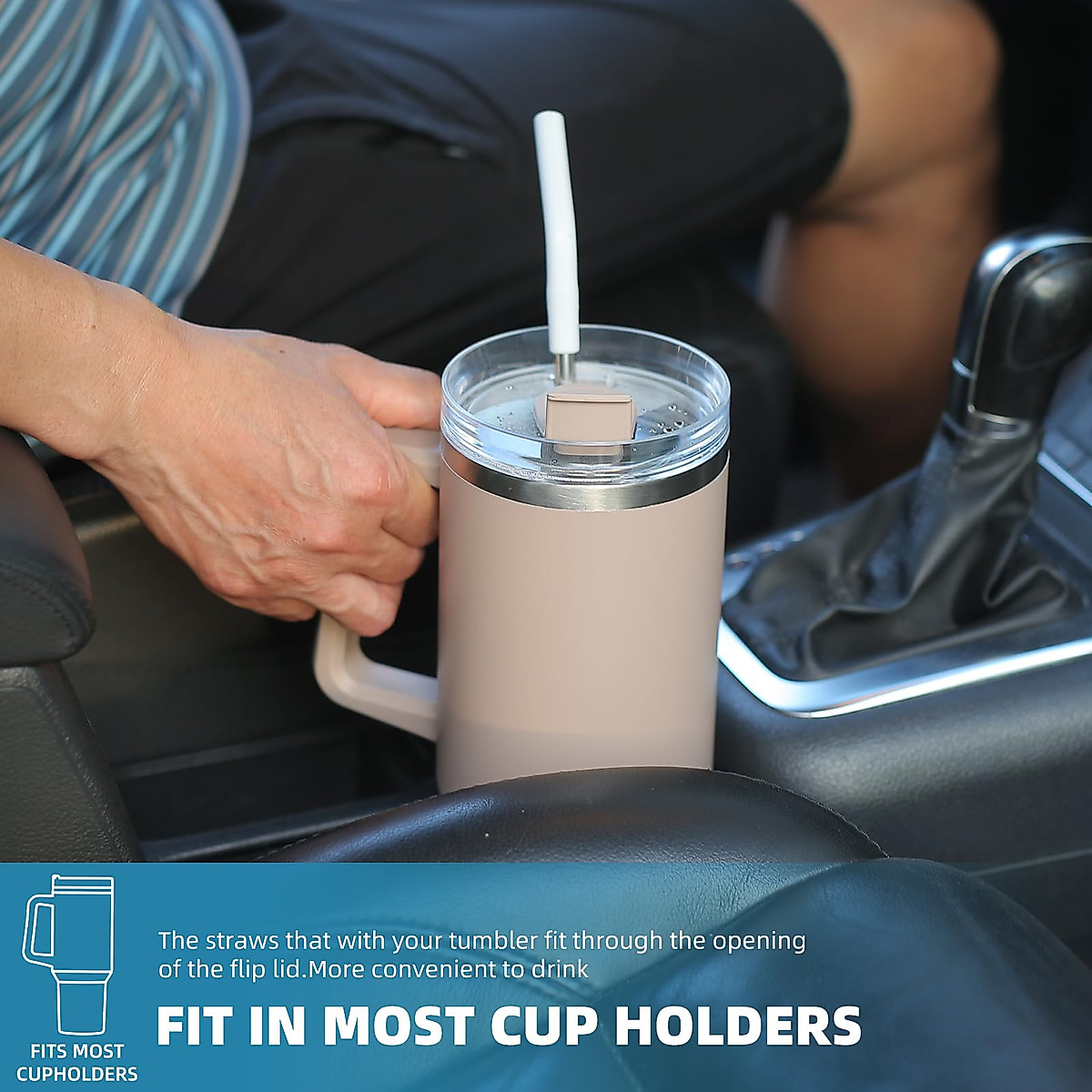 Boraijoe 40 oz Tumbler with Handle and Straw,Reusable Stainless Steel Water Bottle Travel Mug Insulated Cup,Double Wall Vacuum 100% Leak-proof Travel Coffee Mug(Earth Tone)