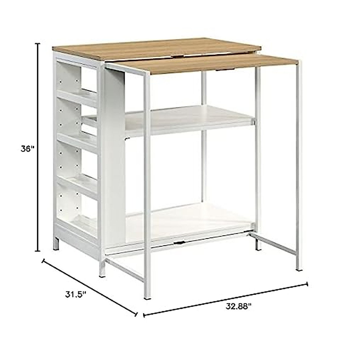 Sauder Miscellaneous Storage Kitchen Island, L: 31.50" x W: 32.88" x H: 36.00", White Finish