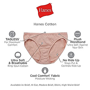 Hanes Women's Underwear Pack, High-Waisted Cotton Brief Panties, 10-Pack (Colors May Vary), Solid/Print Mix, 8