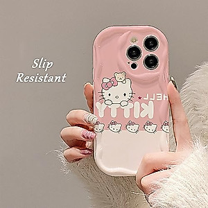 Cartoon Case for iPhone 14 Pro Case, Cute Funny Kawaii Kitty Cat Animal Character Phone Case 3D Cover Silicone Phone Case for Kids Girls and Womens