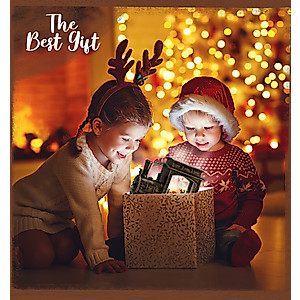 Lewondr Train Snow Globe, USB/Battery Operated Snow Globe with Snowflake Projector Water Swirling Glitter, Christmas Village Snow Globe with 6 Hour Timer, Gift for Girls Girlfriend Women, Bronze Gold