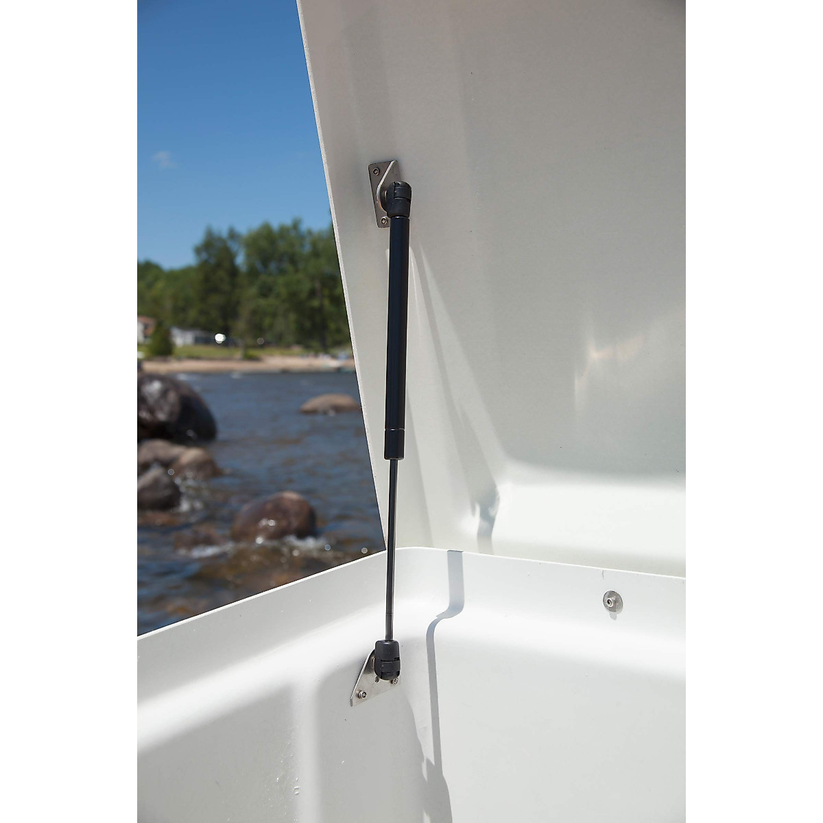 Taylor Made Stow 'N Go Fiberglass Dock Box with Top Seat - Large (29H x 72"W x 29"D) — Durable and Secure Storage for Boat Accessories - UV Gelcoat Finish - Stainless Steel Latch – 2020108645