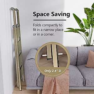 GameGem 4 Step Ladder, Folding Step Stool with Anti-Slip and Wide Pedal, Gold Ladder with Handgrip, Lightweight Aluminum Space Saving Stepladder for Home and Kitchen, 330 lbs Capacity