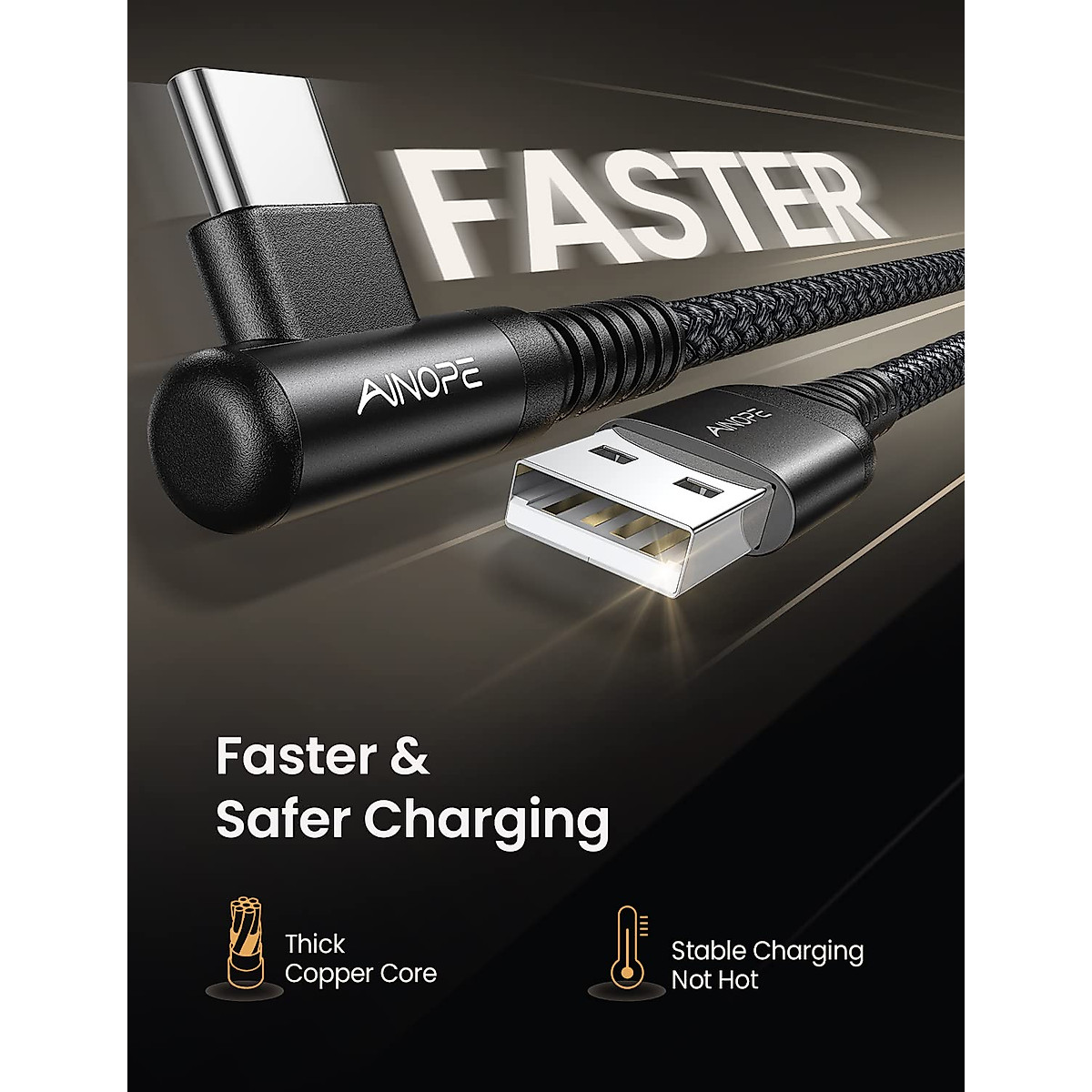 AINOPE USB Type C Cable [4-Pack 3.3ft/3.3ft/6.6ft/10ft] 3.1A Fast Charging USB to USB C Cable, Nylon Braided USB C Charging Cable Compatible with Galaxy S21+ Ultra, iPad Mini/Air/Pro, Pixel 6X