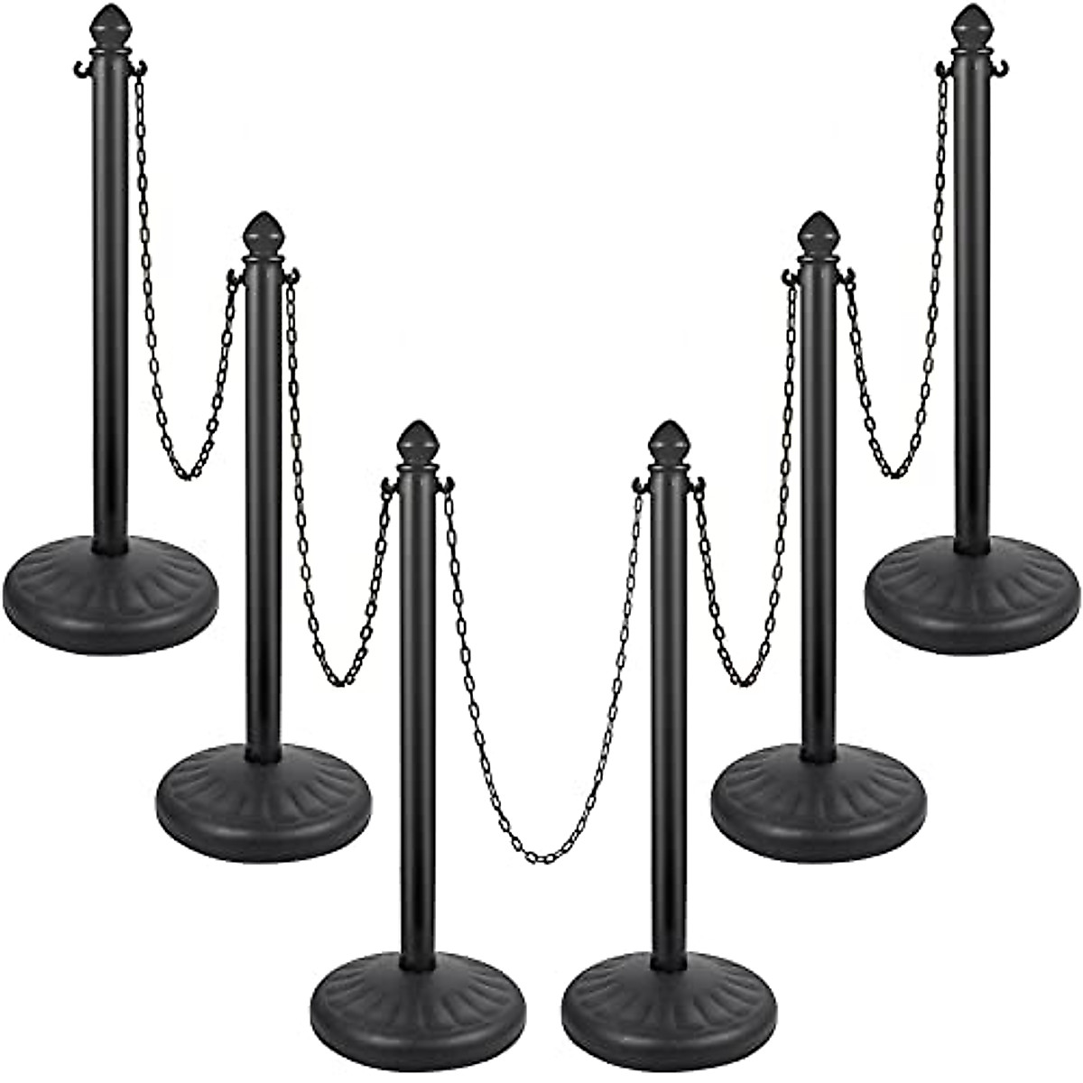 VEVOR Plastic Stanchion, 6pcs Chain Stanchion, Outdoor Stanchion w/ 6x39.5inch Long Chains, PE Plastic Crowd Control Barrier for Warning/Crowd Control at Restaurant, Supermarket, Exhibition, City Mall