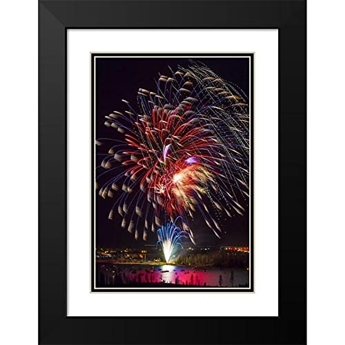 ArtDirect Colorado, Frisco Fireworks Display on July 4th VII 13x18 Black Modern Wood Framed with Double Matting Museum Art Print by Lord, Fred