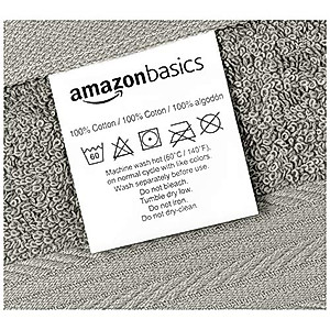 Amazon Basics Fade-Resistant Cotton Washcloth - 12-Pack, Gray