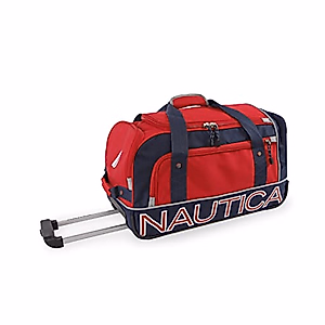 NAUTICA Submariner 22" Rolling Duffel, RED/Navy