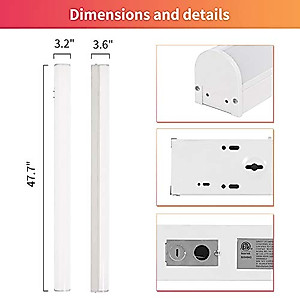 LED Shop Light 4FT,5000K/4000K/3500KSelectable LED Linear Strip Lights,0-10VDimmable LED Light Fixture for Garage Workshop Warehouse,4Foot LED Commercial Ceiling Light,Fluorescent Replacement-2Pack