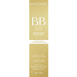 Marcelle BB Cream Golden Glow, Universal Shade, Tinted Moisturizer, Skin Enhancer, Illuminator, Beauty Balm, Non-Comedogenic, Paraben-Free, Oil-Free, Hypoallergenic, Cruelty-Free, 1.5 fl oz