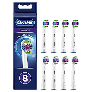 Braun Oral-B 4210201329428 3DWhite Toothbrush Heads with Cleanmaximiser Bristles for Brightening Cleaning in Letterbox Packaging Pack of 8