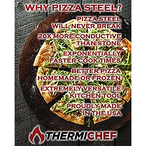 THERMICHEF by Conductive Cooking Square Pizza Steel 1/4" Deluxe version, 14"x14"