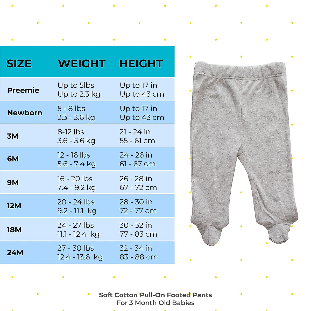 Spasilk Baby Boys' Cotton Pull on Footed Pants, Pack of 3, Gray Animals, 3 Months