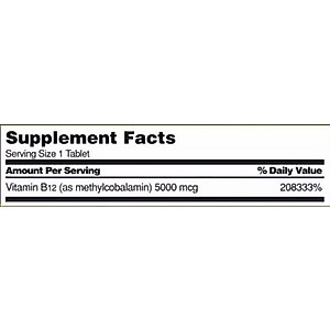 ONFIPOK Kirkland-Signature Vitamin B12 5000 Mcg, Supplements,300 Tablets-Support More Quick Dissolve,Cherry Flavor,Benefit Brain & Heart Function (Pack of 1)