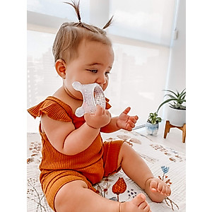 Haakaa Crown Teether - Super Soft Silicone Teething Toys | Freezer Safe Cold Soothing Teethers for 0M+Babies,Toddlers,Easy Grip,Soothe Sore Gums,BPA Free Newborn Gifts -Transparent