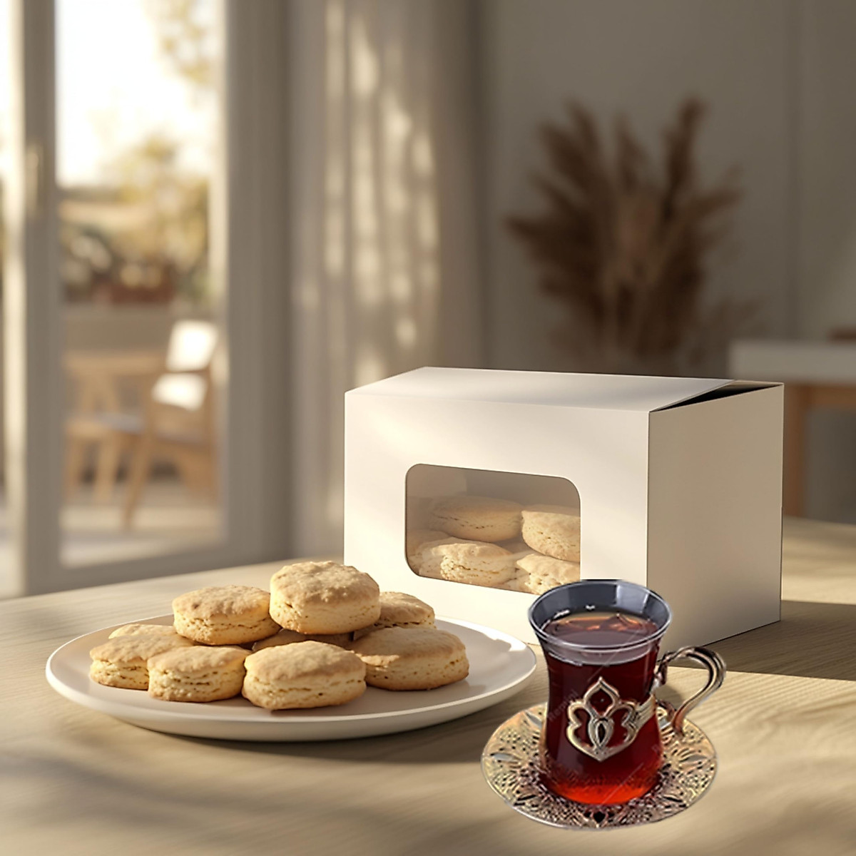 LaModaHome Vintage Handmade Turkish Tea Glasses with Saucer and Holders, Ottoman and Arabic Cups Set of 6 for Serving Guests, Teatime, Dinner, Housewarming Gifts, Events, Parties, Tableware - Gold